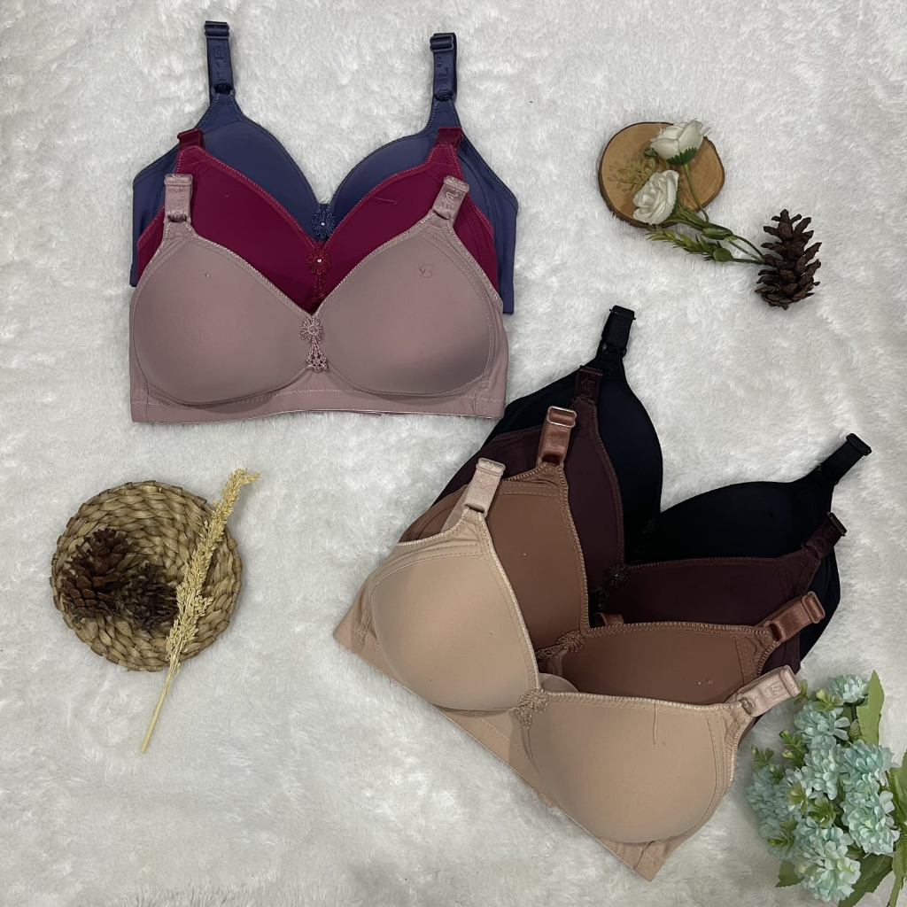 Jual ( 3 PCS ) Bra Jupe Bh Wanita Cup Besar Busa Tipis Tanpa Kawat Kait ...