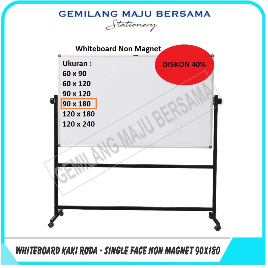 Jual Whiteboard / Papan Tulis + Kaki Roda 90 x 180 cm ( Singleface / Non magnet) | Shopee Indonesia