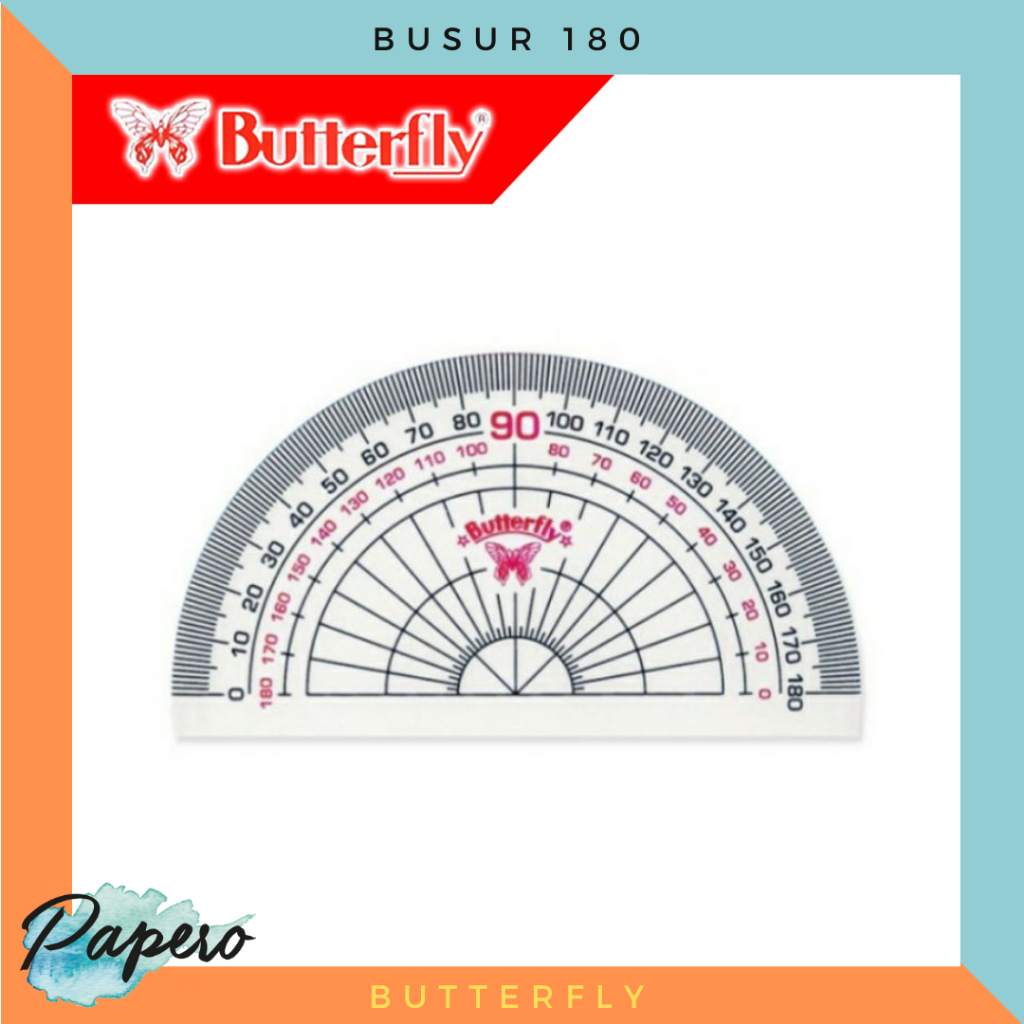 Jual Penggaris Busur Derajat Butterfly 180/10 cm Protractor No.4 ...