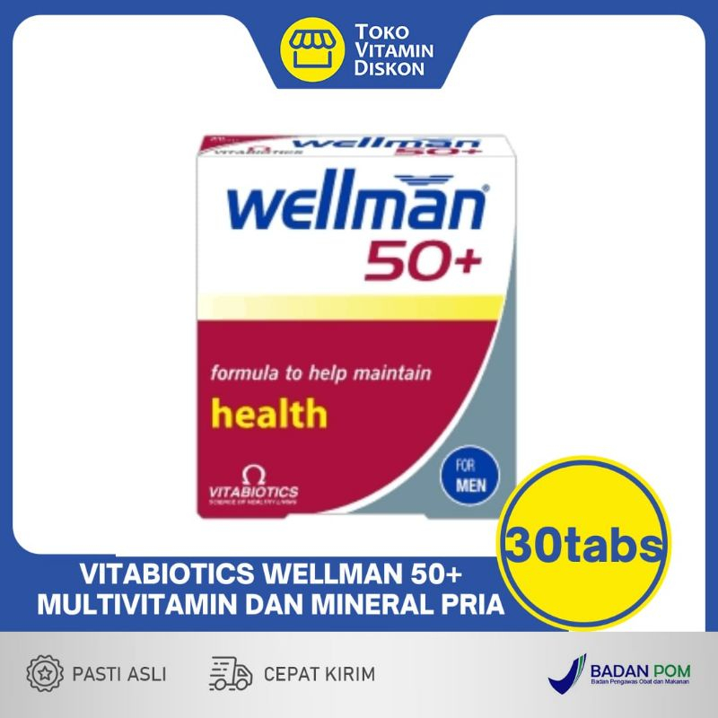 Jual VITABIOTICS WELLMAN 50+ 1 BOX ISI 30 TABLET - MULTIVITAMIN DAN ...