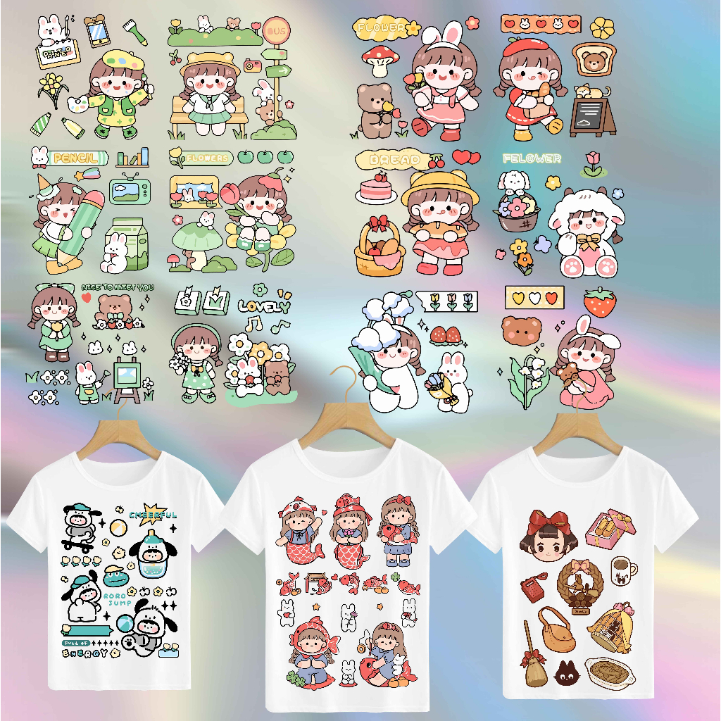 Jual SABLON STICKER DTF UKURAN A3 TEMA CUTE CARTOON BUNDLE | Shopee ...