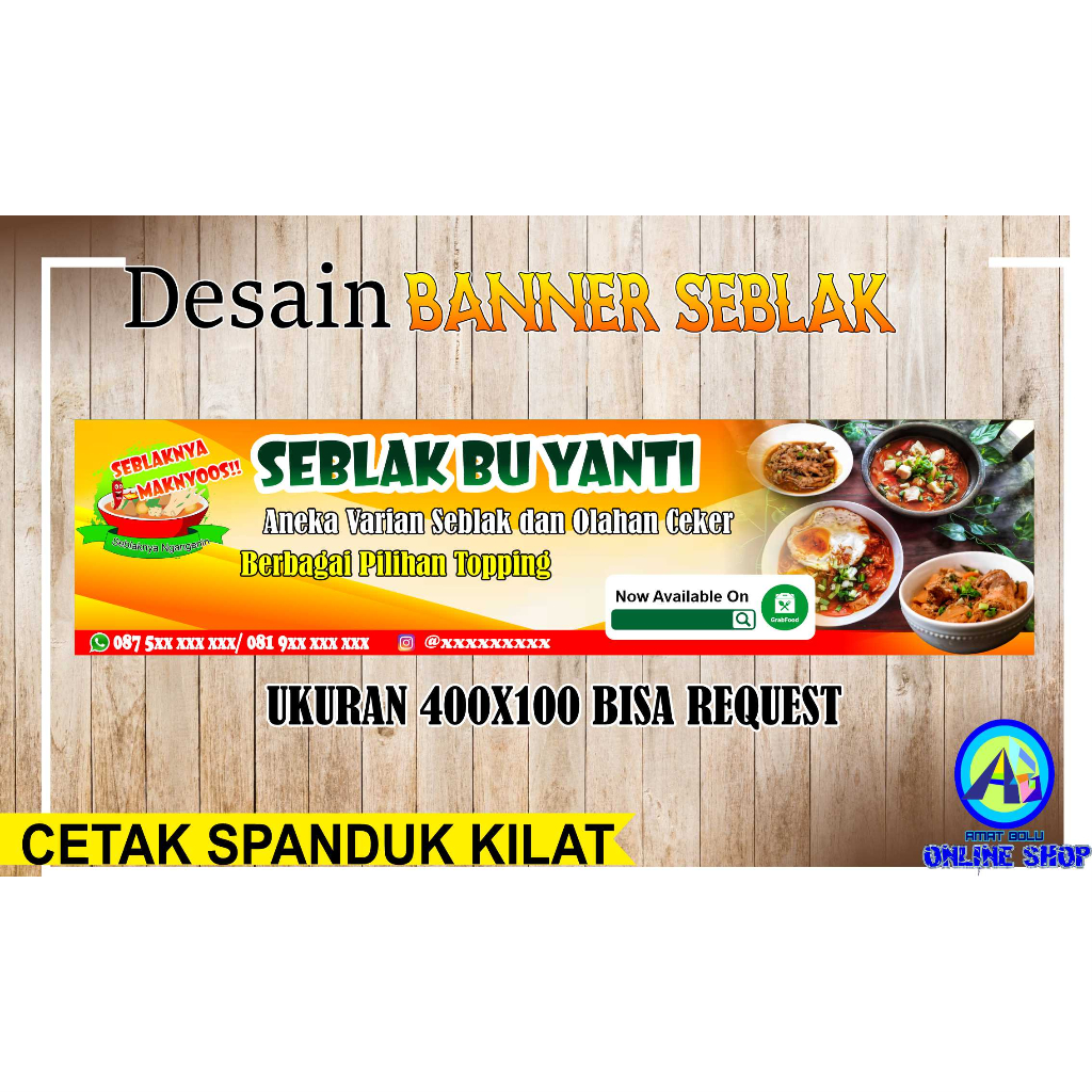 Jual SPANDUK SEBLAK BU YANTI WARNA KUNING UKURAN 400X100 BISA REQUEST ...