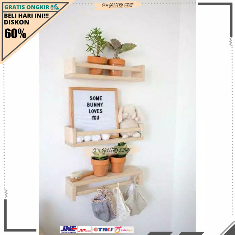 Jual Rak Ambalan Kayu Asli Jati Palang Gantung Tempel Tempat ...