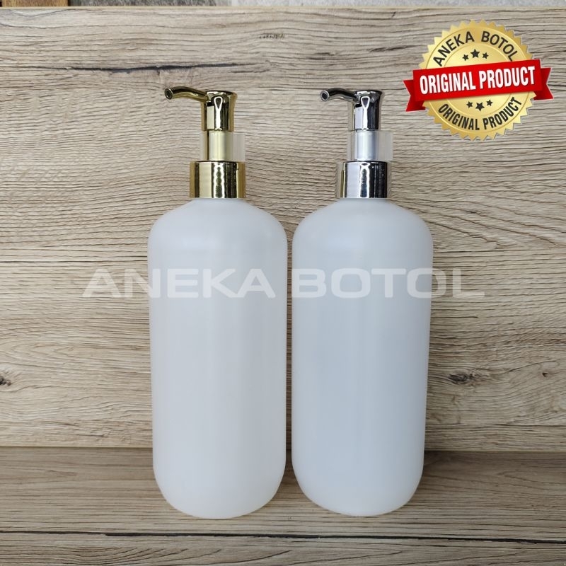 Jual BOTOL STIKER REFILL AESTHETIC 500 ML HDPE PUTIH HITAM PUMP LUXURY ...