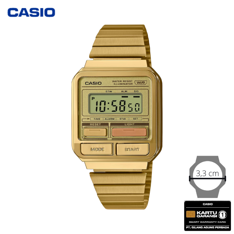 Jual JAM TANGAN CASIO A-120WEG-1A ORIGINAL - A 120WEG 1ADR GOLD VINTAGE | Shopee Indonesia