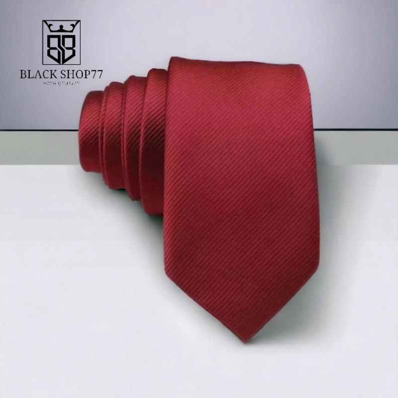 Jual Dasi Kantor Dasi Pria Dasi Motif Salur Halus Merah Maroon 3 Inchi ...