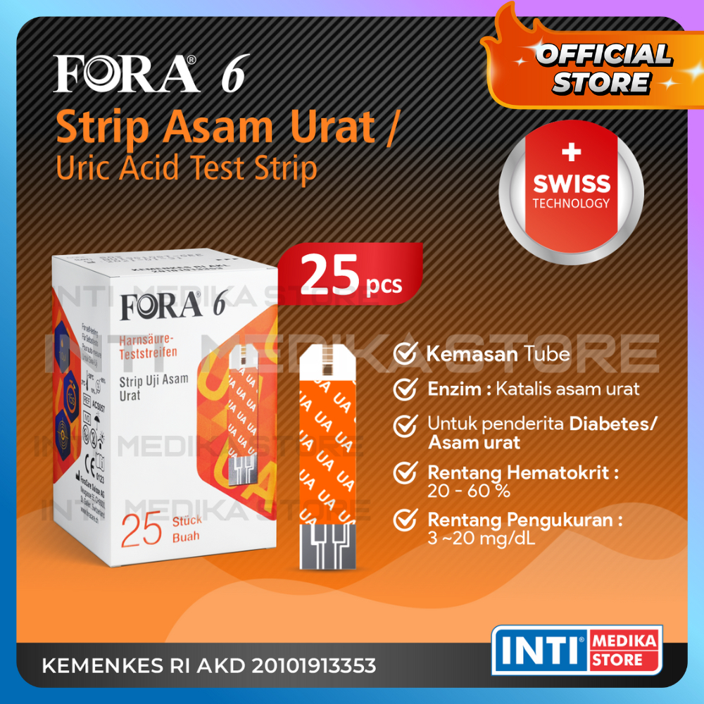Jual FORA 6 - Strip Tes ASAM URAT Isi 25 pcs | Refill URIC ACID Test ...