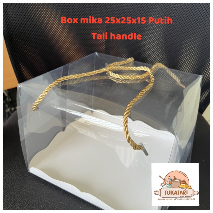 Jual Box mika 25X25X15 Tali handle cake box Hampers putih | Shopee ...
