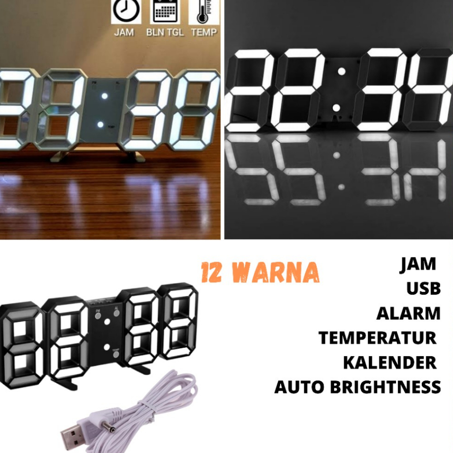 Jual MS JAM DINDING DIGITAL LED/JAM MEJA ALARM SUHU/JAM 3D LED BESAR ...