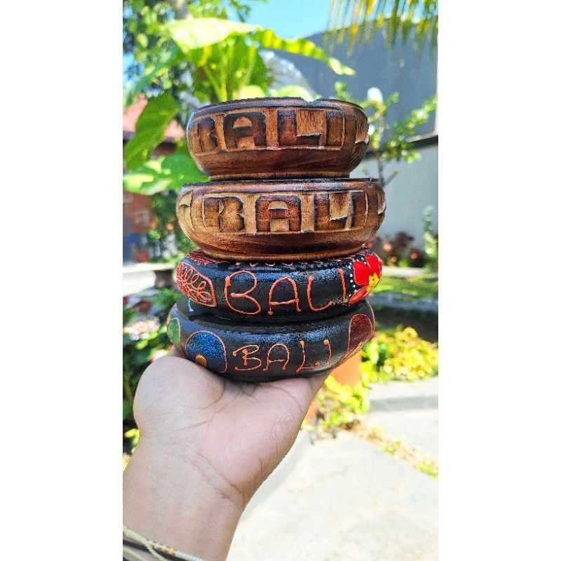 Jual Asbak Kayu Natural Ukir & Totol Size Medium by Craftdewata ...