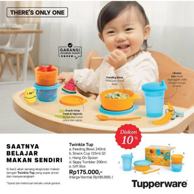 Jual Tupperware Twinkle Tup Baby Meal Set / Sippy Cup With Cover ...