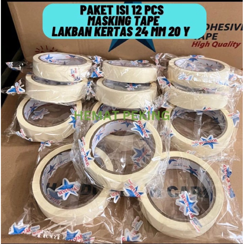 Jual Lakban Kertas | Masking tape 24 mm 20 y PAKET ISI 12 pcs | Shopee ...