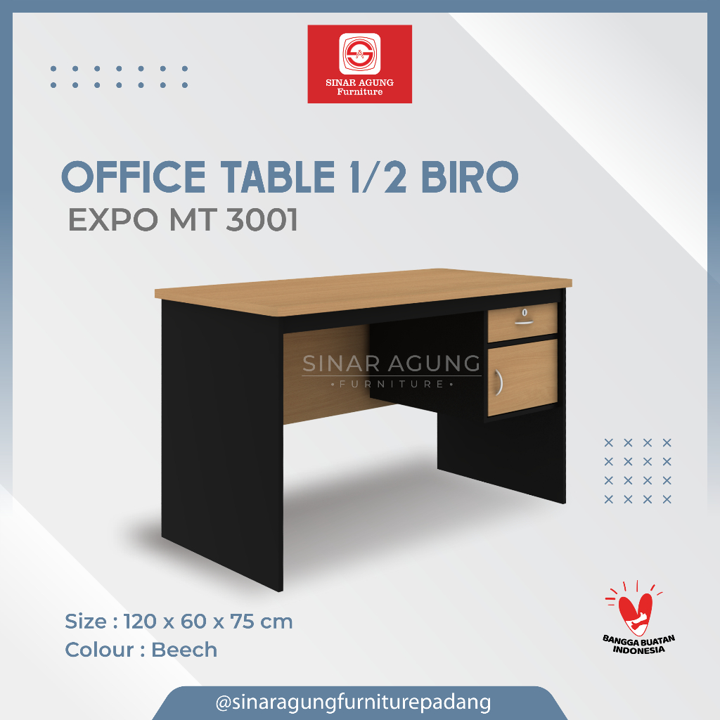 Jual MEJA KANTOR/MEJA KERJA 1/2 BIRO MT 3001 | Shopee Indonesia
