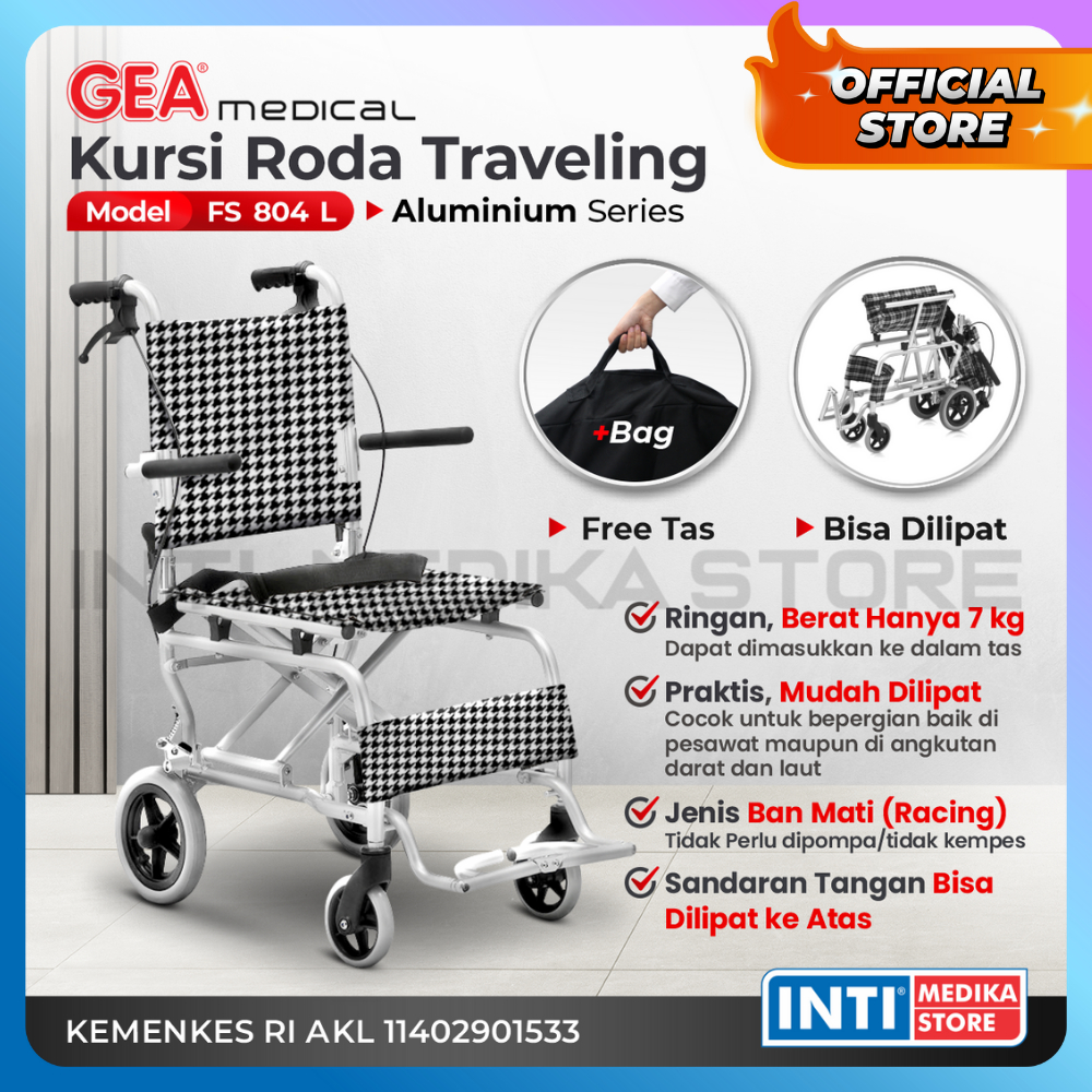 Jual ONEMED - Kursi Roda TRAVEL PORTABLE Aluminium FS 804L | For ...