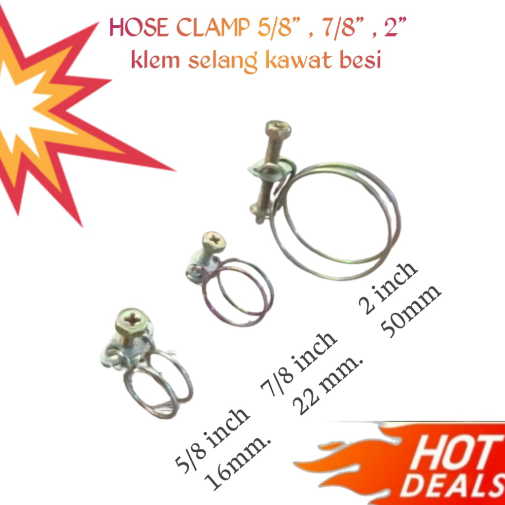 Jual HOSE CLAMP CLAM KLEM SELANG KAWAT BESI ⅝" ⅞" dan 2 " | Shopee ...