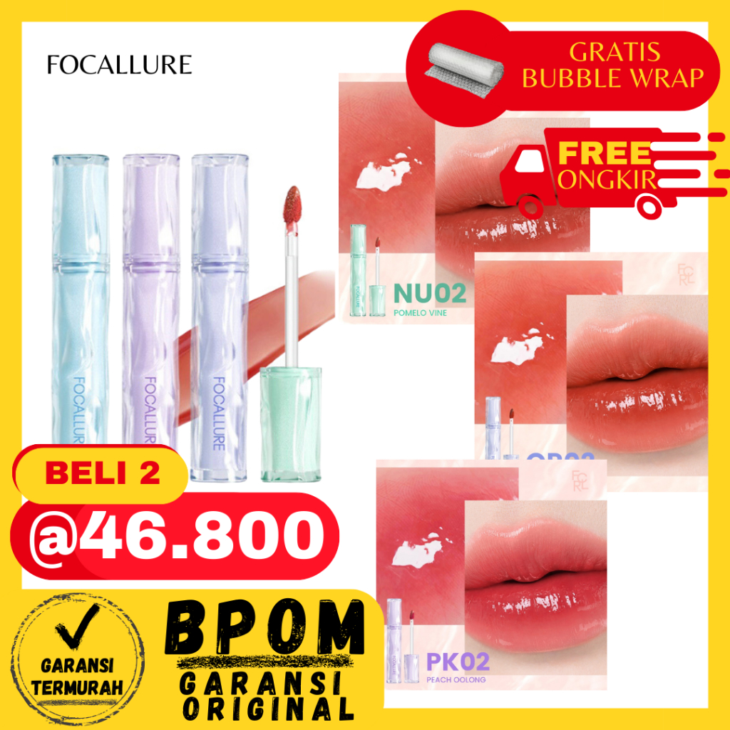 Jual FOCALLURE Pro-juicy Jelly Watery Tint Dew Lip Tint Glossy Plump ...