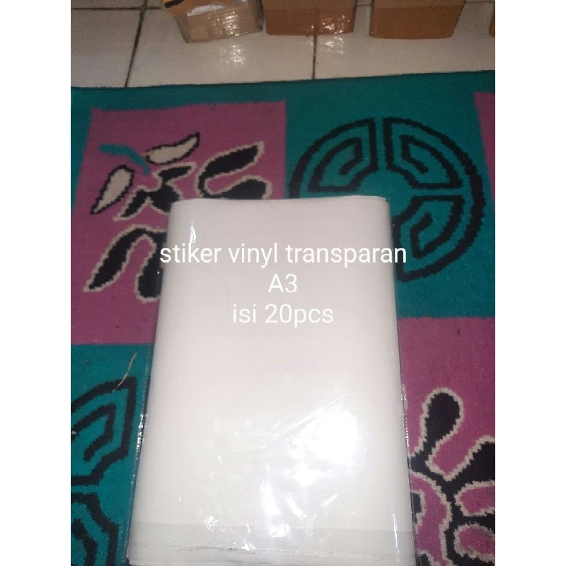 Jual Stiker Vinyl Transparan Sticker Vinyl Transparant 220GSM A3 isi ...