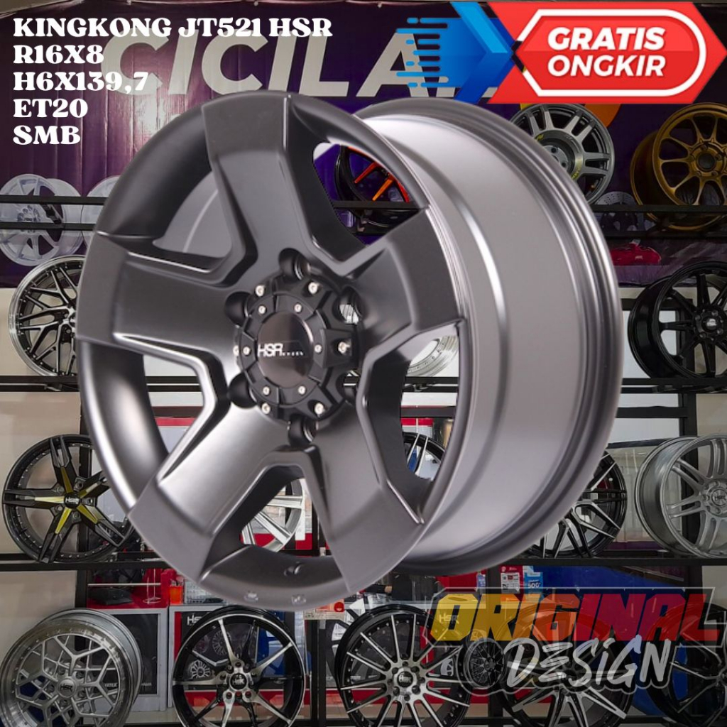 Jual Velg Mobil Ring 16 HSR KINGKONG R16 LEBAR 8 LOBANG 6 ET20 MATT BLACK | Shopee Indonesia