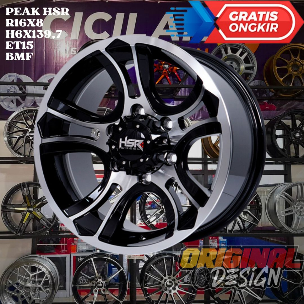 Jual Velg Mobil Ring 16 HSR PEAK R16 LEBAR 8 LOBANG BAUT 6 ET15 BLACK POLISH | Shopee Indonesia