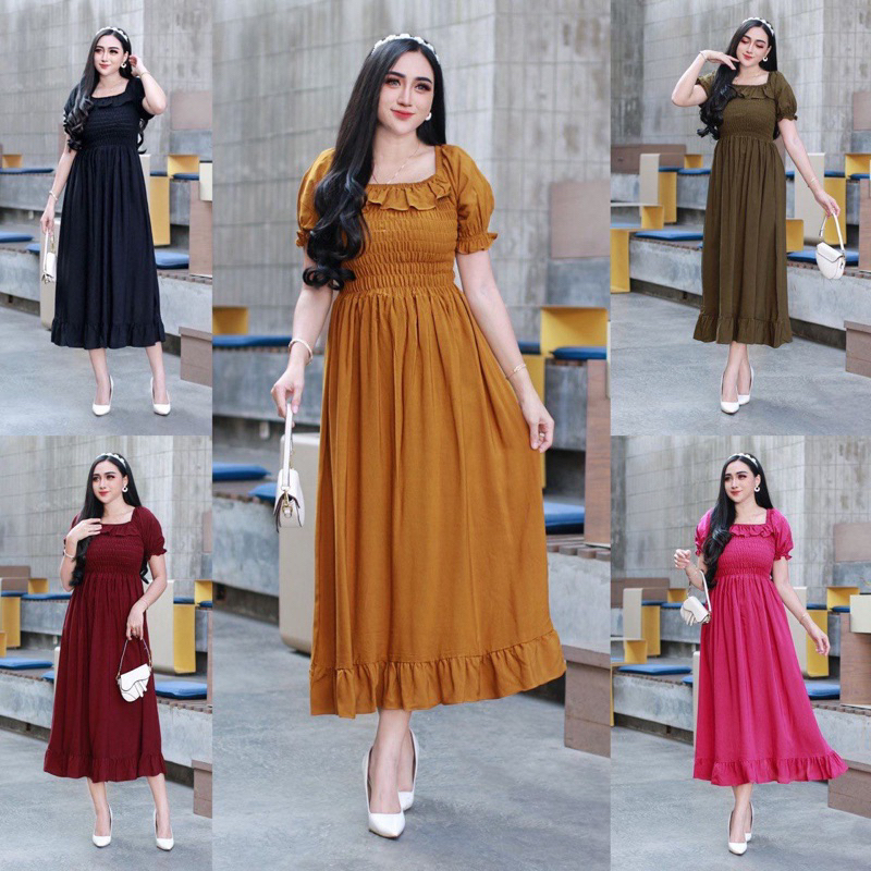 Jual Daster Leona Dress Viral | Daster Ruffle Rayon | Daster Kekinian ...