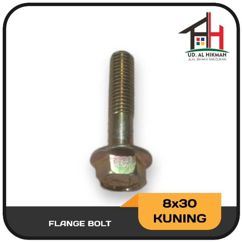 Jual BAUT Flange Bolt M8x30 / Baut Topi Kuning M8 X 30 Kunci 12 | Shopee Indonesia