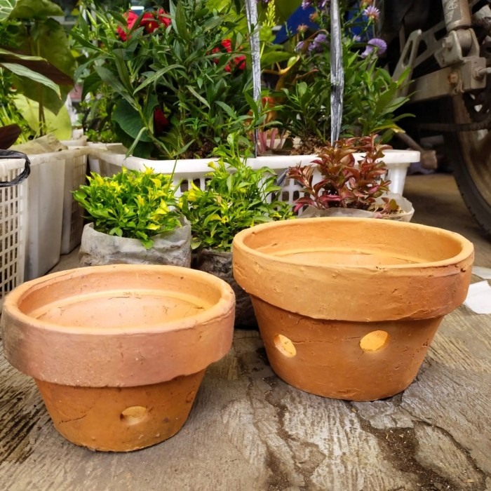 Jual pot anggrek tanah liat, pot anggrek bolong,khusus go jek/grab ...