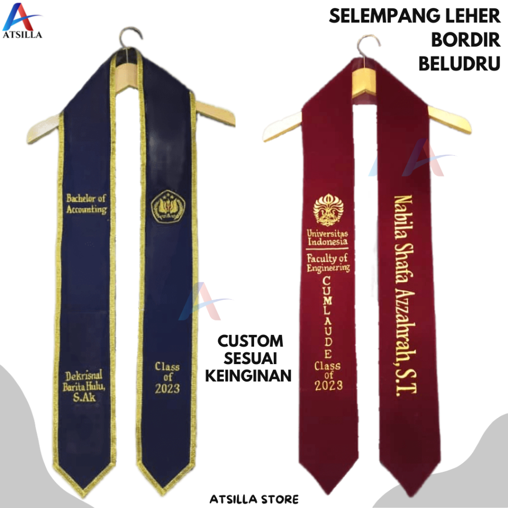 Jual (1Hari_Jadi) Selempang Wisuda Leher Bordir/Selempang Wisuda Kalung ...