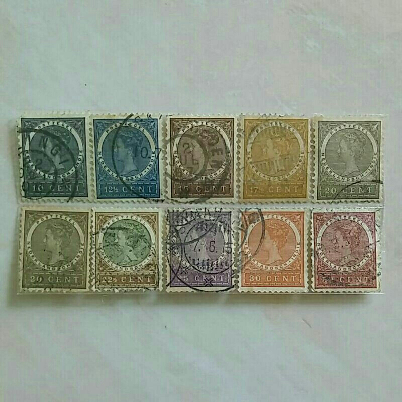 Jual (AB) Perangko Ned Indie 1902 - 1909 Ratu Wilhelmina Set 10pcs Used ...