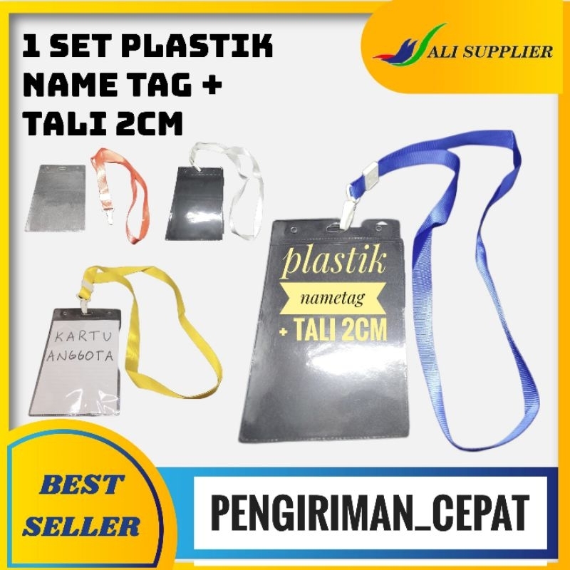 Jual 1 SET TALI TANDA PENGENAL ID CARD + PLASTIK NAME TAG / PLASTIK DAN ...