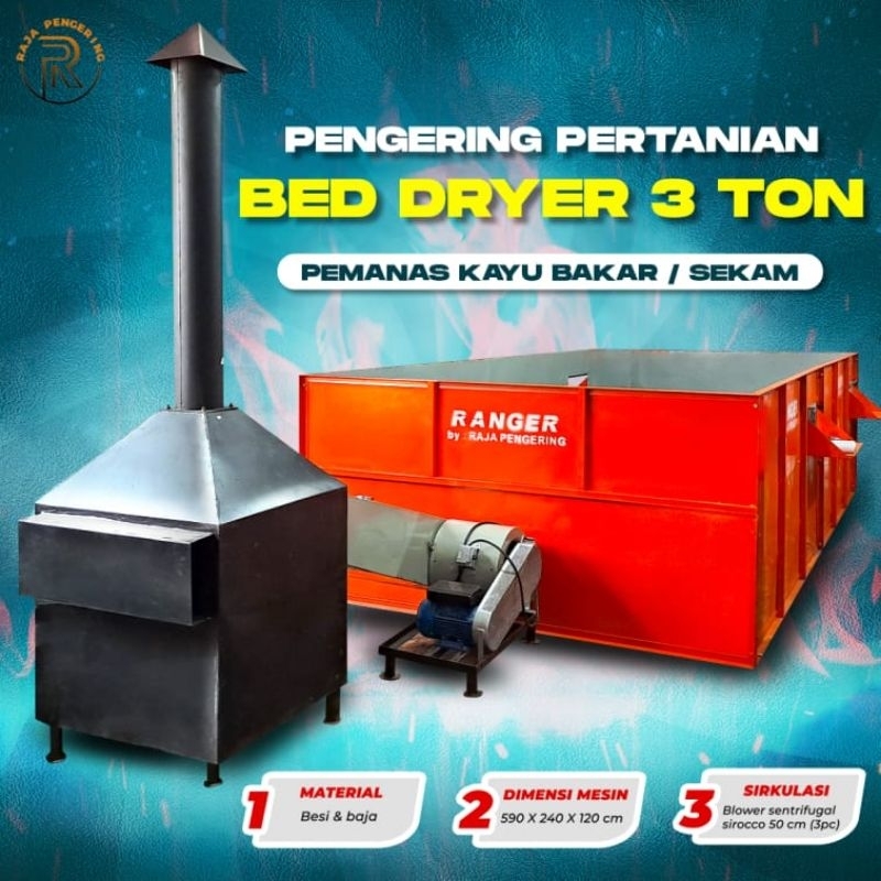 Jual Mesin Pengering Gabah Jagung Kemiri - Bed Dryer 3 Ton Kayu Bakar ...