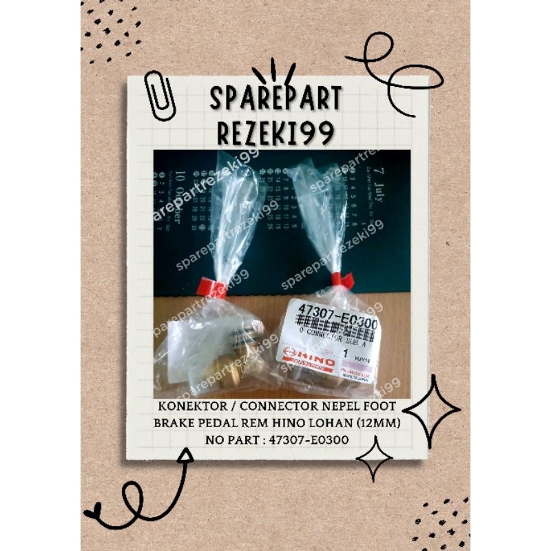 Jual Connector Nepel Foot Brake Pedal Rem Hino Lohan 12MM (47307-E0300 ...