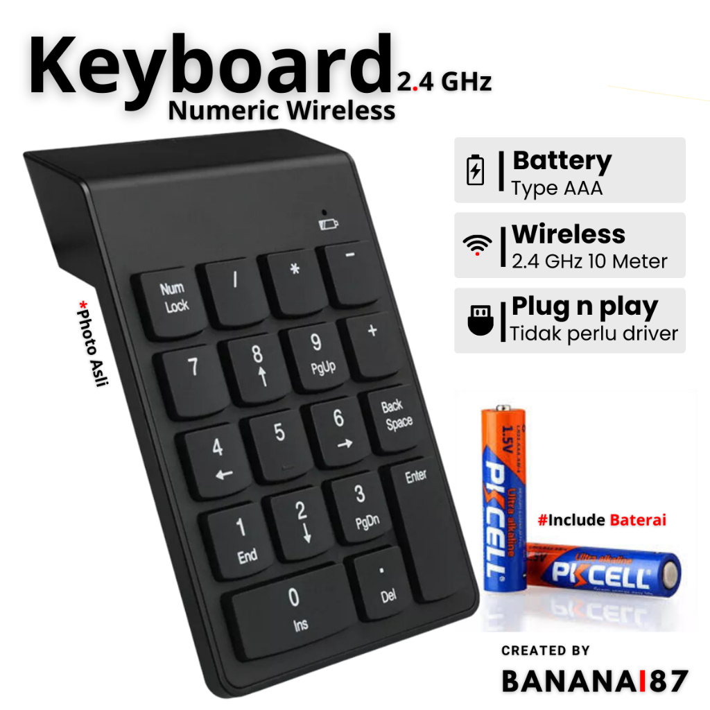 Jual Keyboard Numeric Wireless Angka 2.5 GHz i120 Keypad Number 10 ...