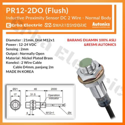 Jual Autonics PRT12-2DO Induktif Proximity Sensor Metal Besi 2 wire DC ...