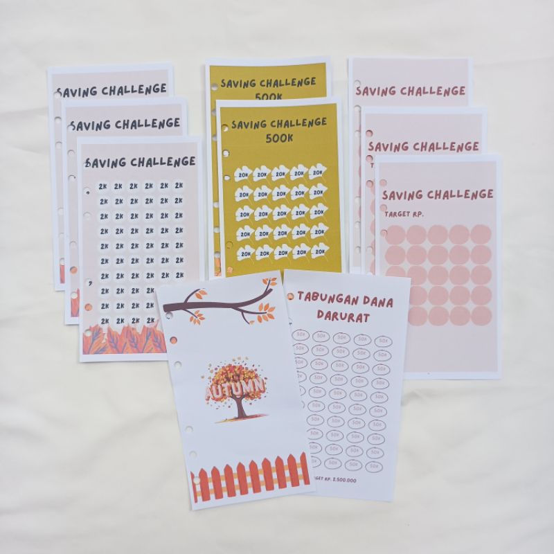 Jual Isi Binder Saving Challenge Isi 10 lembar Kertas Binder Tabungan Loose Leaf | Shopee Indonesia
