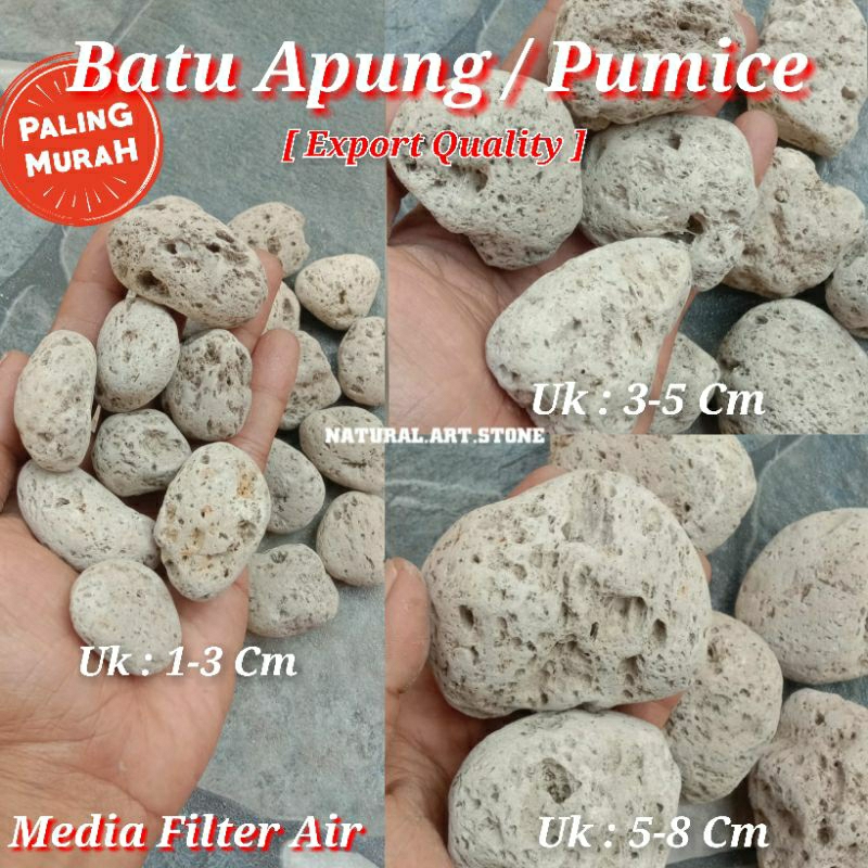 Jual BATU APUNG / PUMICE STONE 1KG, MEDIA FILTER AIR KOLAM & AKUARIM ...