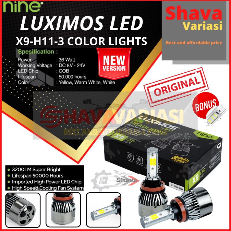 Jual Lampu LED FOGLAMP MOBIL X9 H11 LUXIMOS 3 WARNA ( PUTIH,KUNING,WARM WHITE ) | Shopee Indonesia