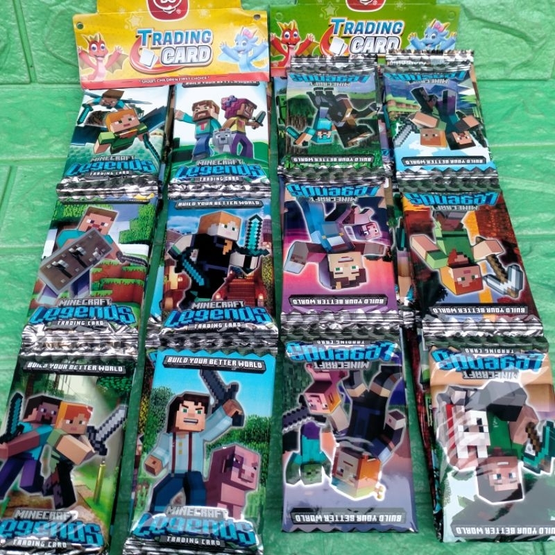 Jual 12 Sachet Mainan Kartu MINECRAFT Trading Card Game Minicraft New ...
