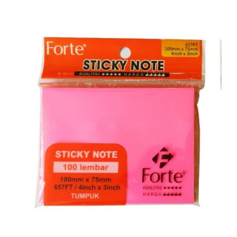 Jual Sticky Note FORTE Warna / Kertas Memo Tempel Warna (100mm x 75mm ...
