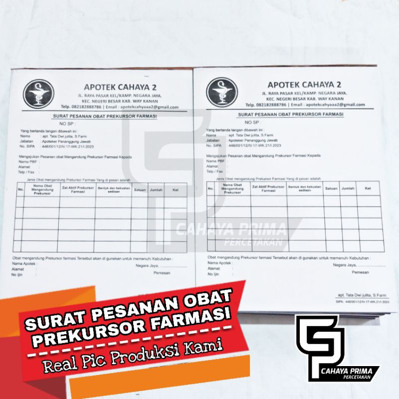 Jual Buku pesanan obat prekursor custom apotek | Harga tersebut dapat ...