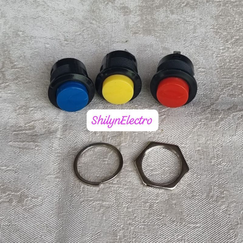 Jual PUSH BUTTON ON 2 PIN BULAT BESAR 2P WARNA + RING MUR | Shopee ...
