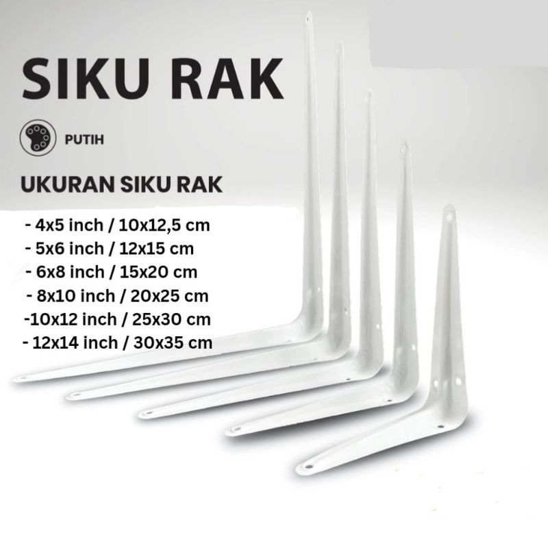 Jual [ SATUAN ] SIKU RAK DINDING PUTIH PENYANGGA BESI L SIKU AMBALAN ...