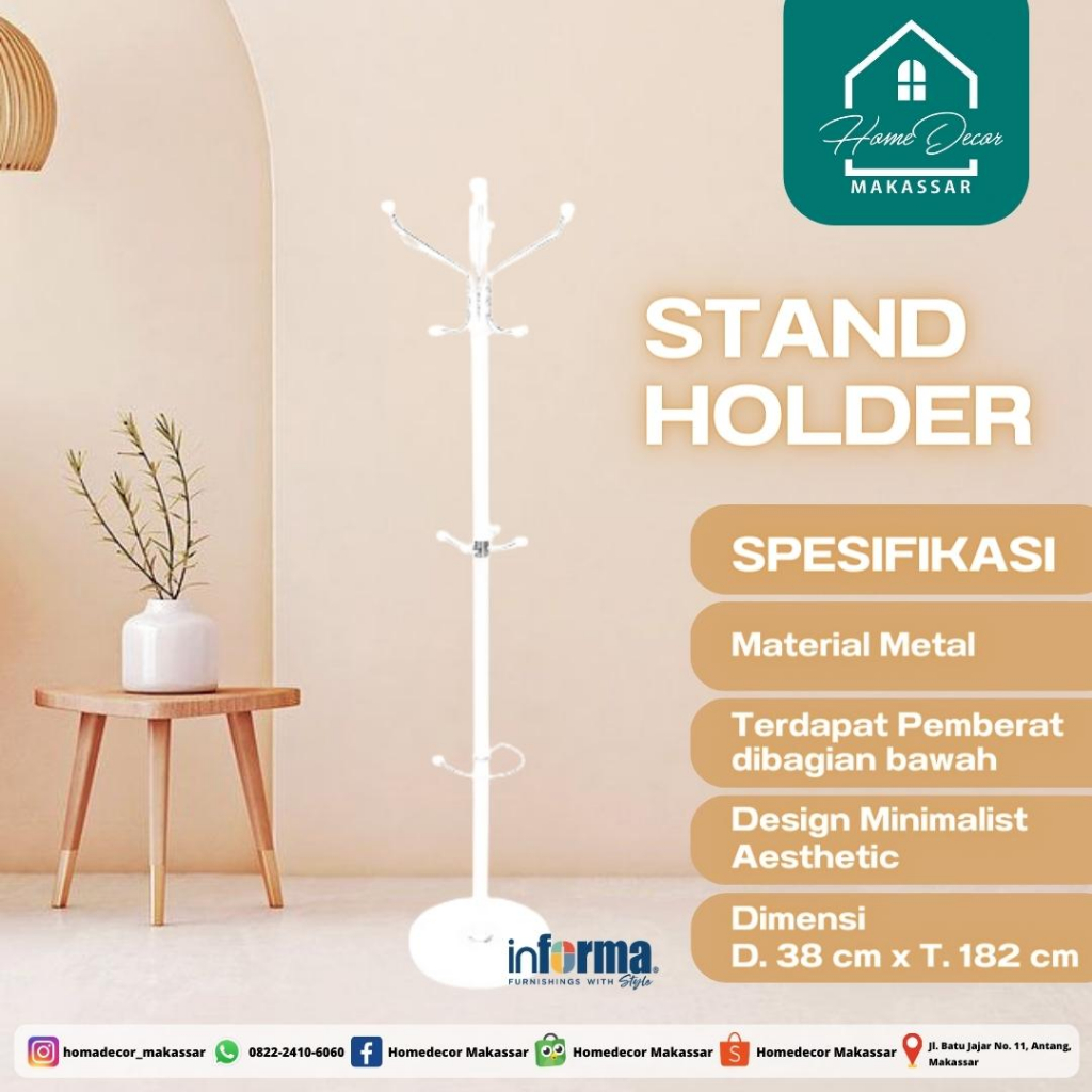 Jual Informa - Gantungan Pakaian Baju Besi Metal 38X38X182 Cm - Putih ...