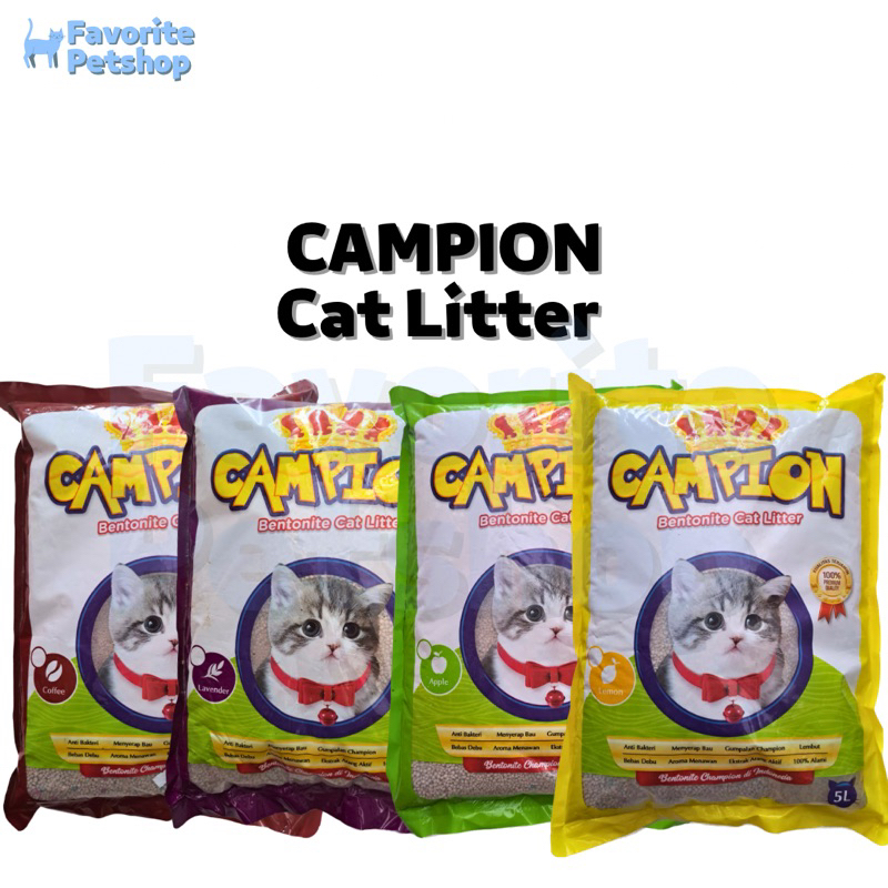 Jual CAMPION Bentonite cat Litter 10L pasir kucing gumpal wangi premium ...