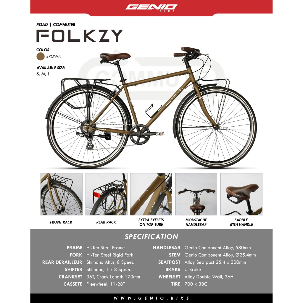 Jual Sepeda Touring Classic Retro 26 Genio FOLKZY 8Sp Shimano Murah BDG ...