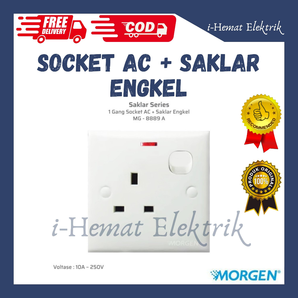 Jual Morgen Socket AC + Switch MG-8889A Stop Kontak AC Model Clipsal ...