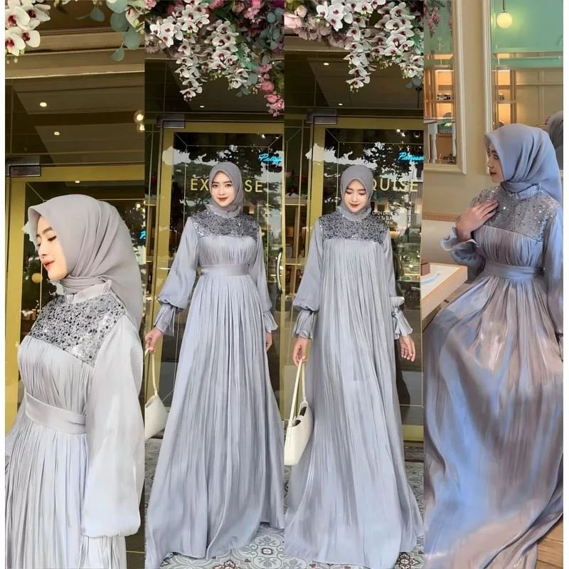 Jual Neira Dress Gamis Muslim Wanita Bahan Santorini Shimer Mix Tile ...