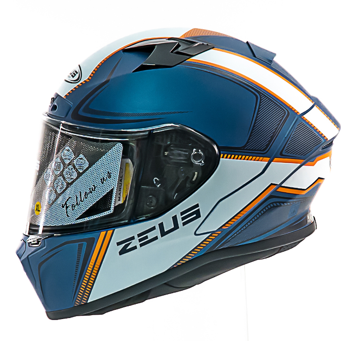 Jual Zeus ZS826 BK13 Matt Blue/Blue Helm Fullface Flat Visor | Shopee ...