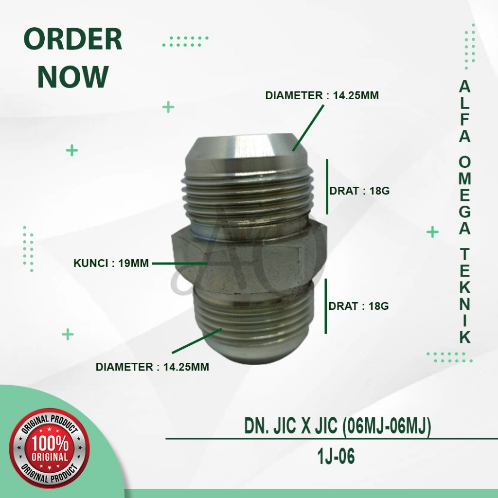 Jual ADAPTOR DOUBLE NEPEL SELANG HYDRAULIC JIC 3/8" x JIC 3/8" 06MJ x 06MJ | Shopee Indonesia