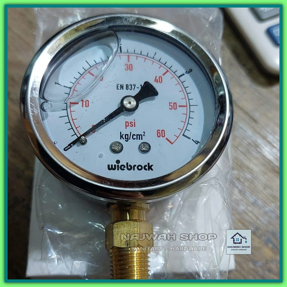 Jual Pressure Gauge Anti getar Wiebrock Manometer Diameter 4" Body ...