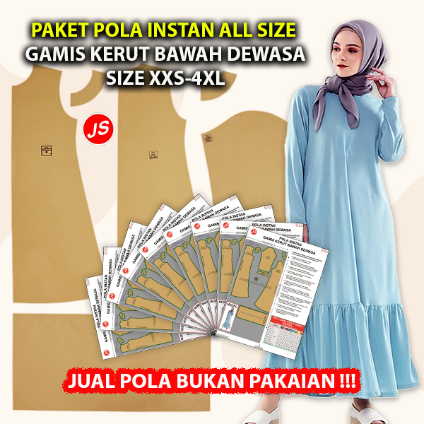 Jual Paket Pola Instan All Size Gamis Kerut Bawah Dewasa | Pola Semua Ukuran XXS-4XL | Shopee ...